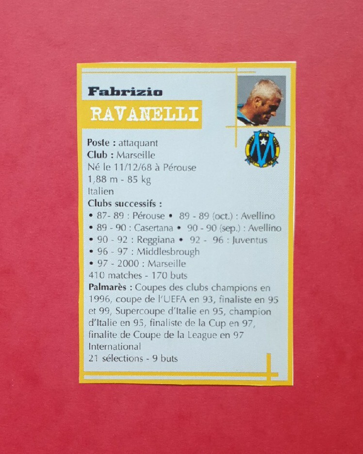 FABRIZIO RAVANELLI OLYMPIQUE DE MARSEILLE OM KOP FOOTBALL | eBay