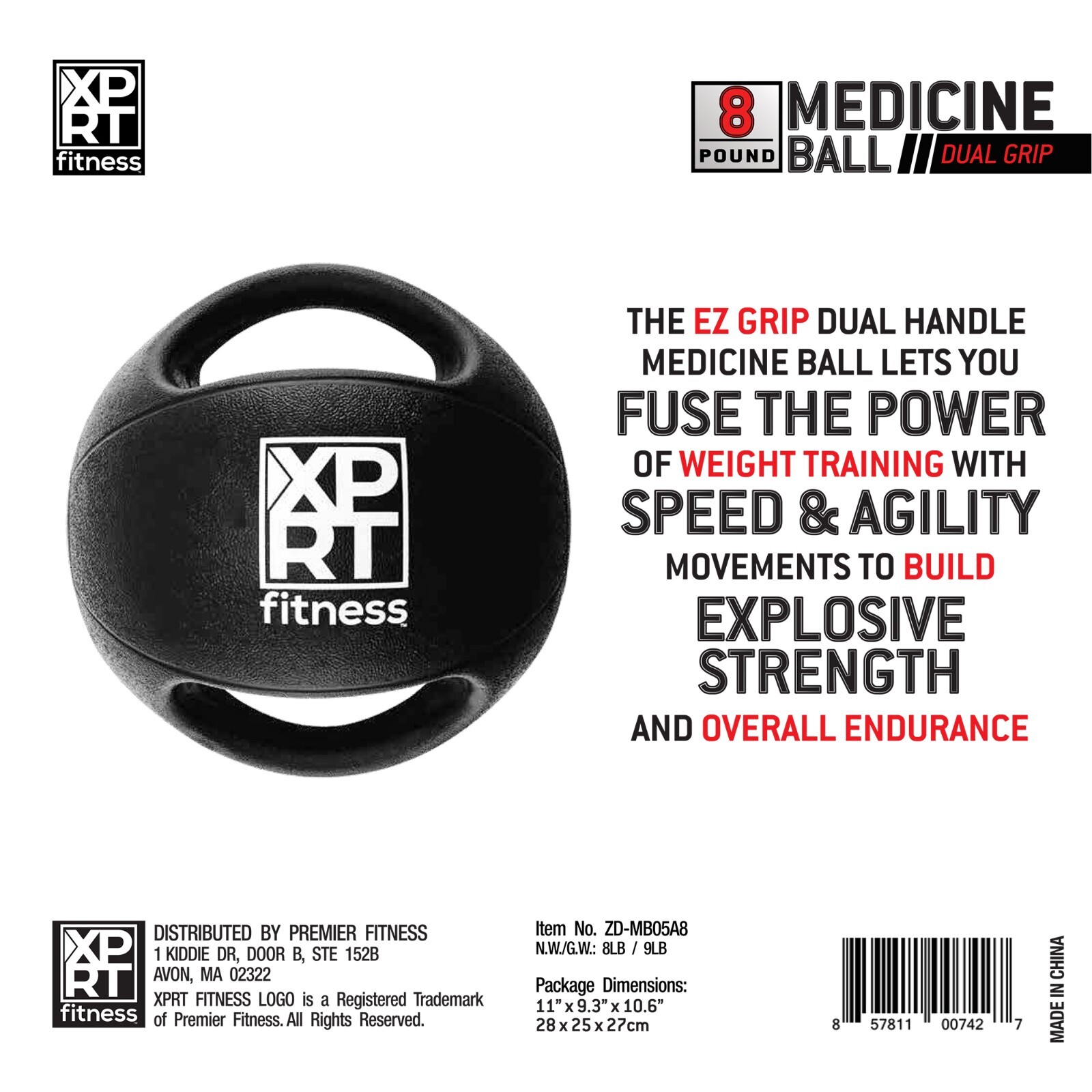 XPRT Fitness 10lb Dual Grip Medicine Ball Textured Exercise Ball Core ...