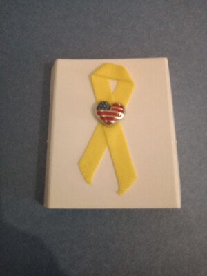 Avon 23 Yellow Ribbon Pin 2 Long Heart Is Enamel | eBay