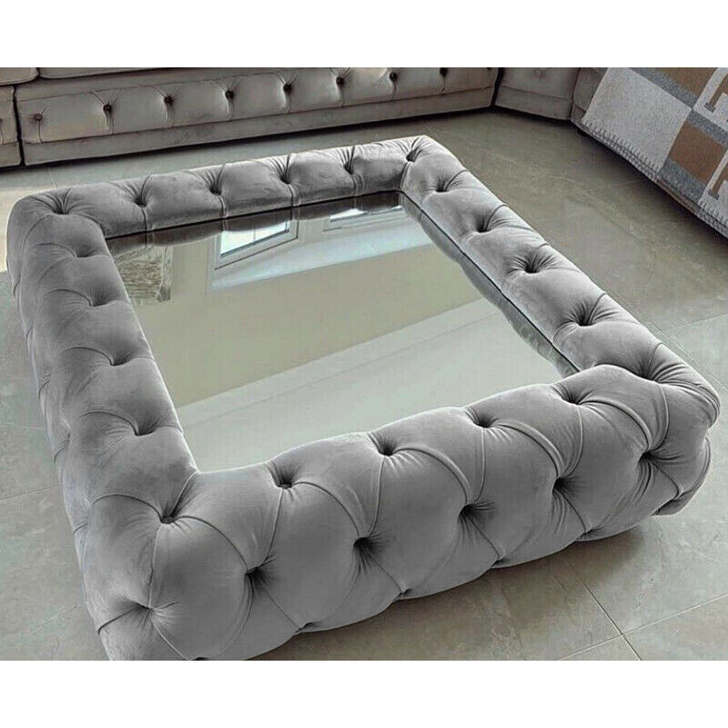 Large Mirrored Coffee Table Square Chesterfield Footstool Pouffe in ...