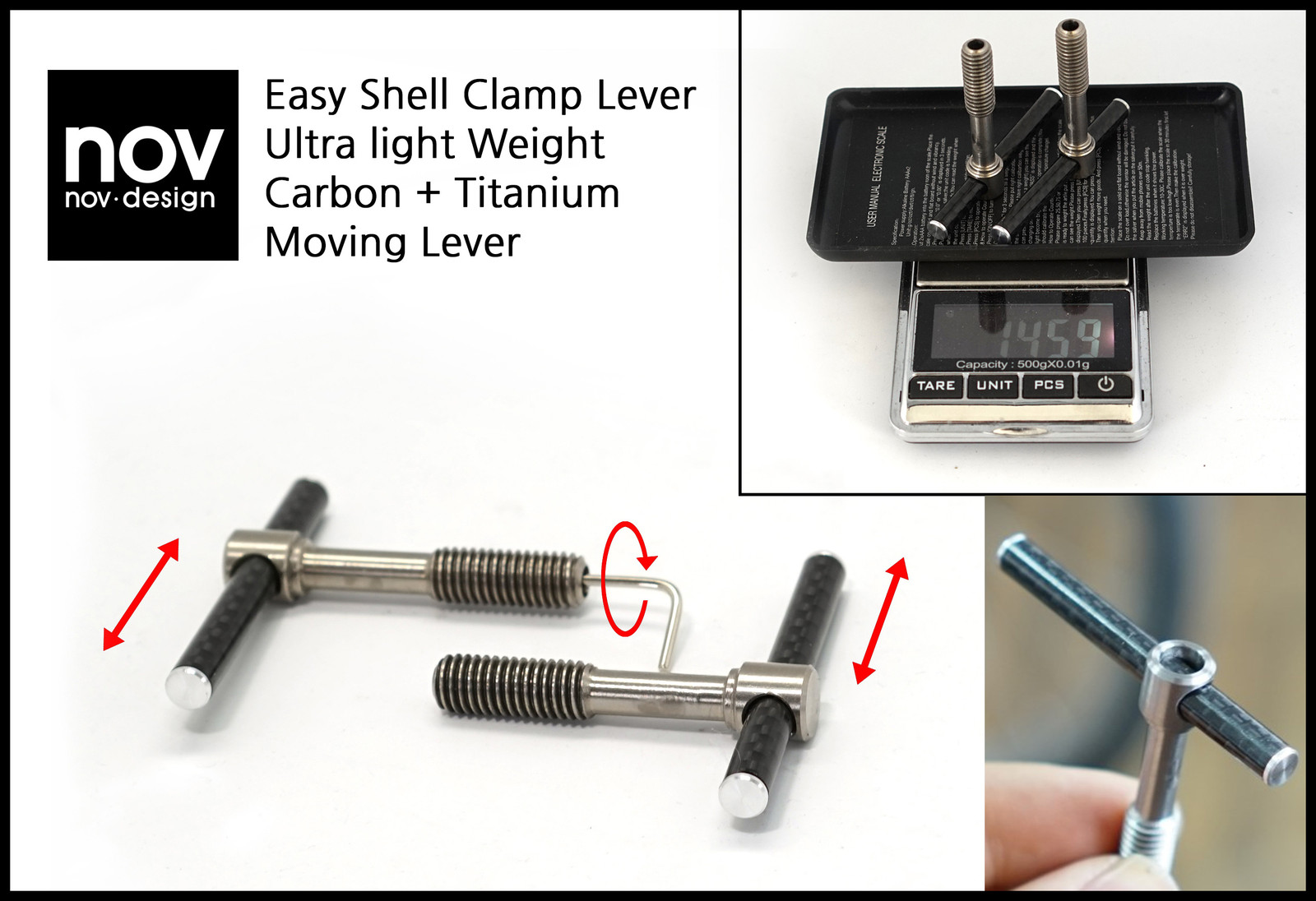 nov Titanium+Carbon easy shell Clamps Lever series v.2.0 / All Black ...