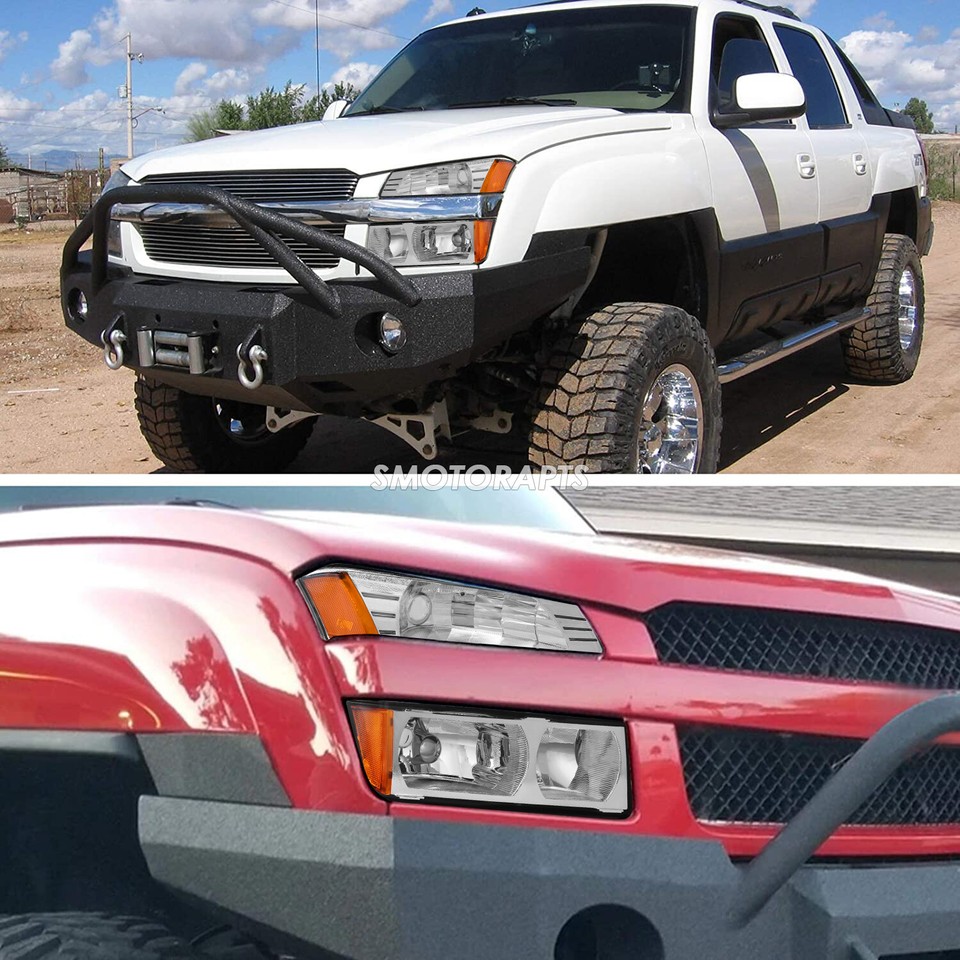 Pair Headlights For 2002-2006 Chevy Avalanche 1500 2500 w/Body Cladding ...