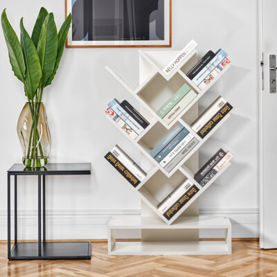 Multi-Tiers Tree Shaped Bookshelf Display Bookcase Storage Rack w/ 1 ...