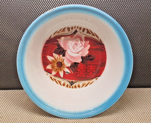 Vintage Large Enamel Basin Bowl D 34Cm Floral Decor 50' 60' | eBay