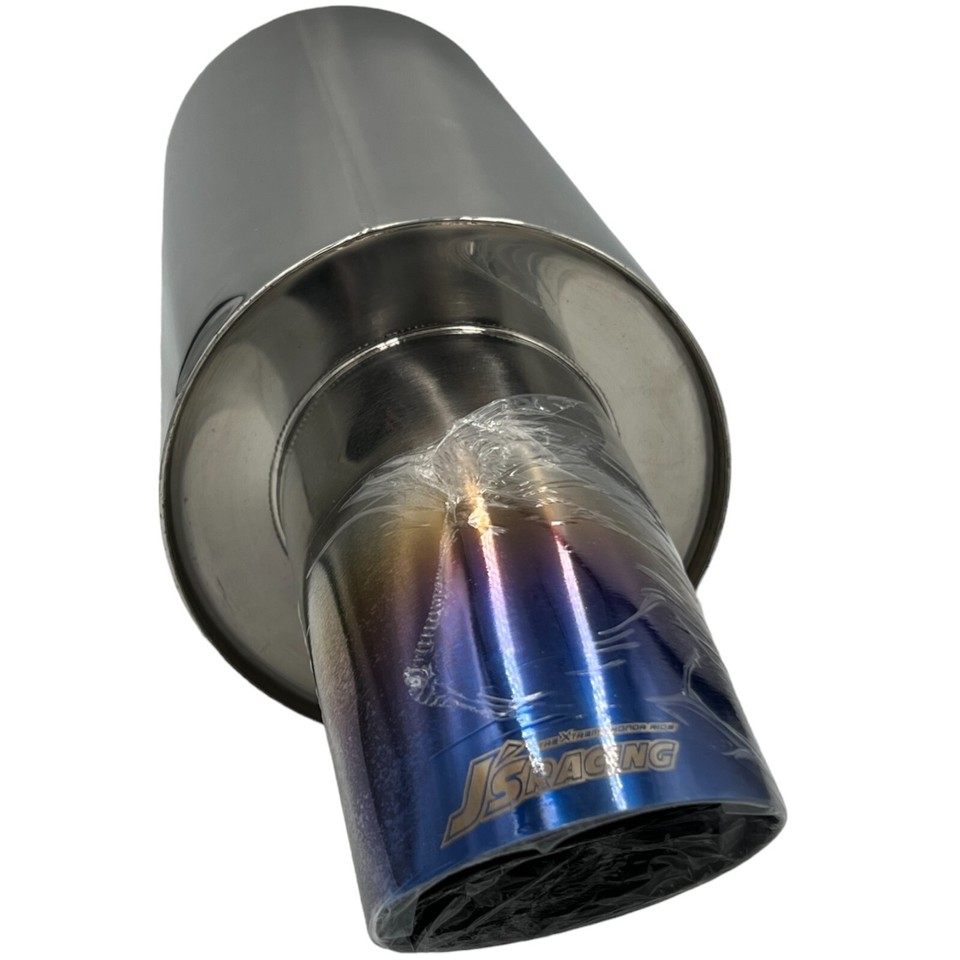 JS Racing Muffler Exhaust Alloy Stainless Steel Inlet 2.5 in Outlet 3 ...