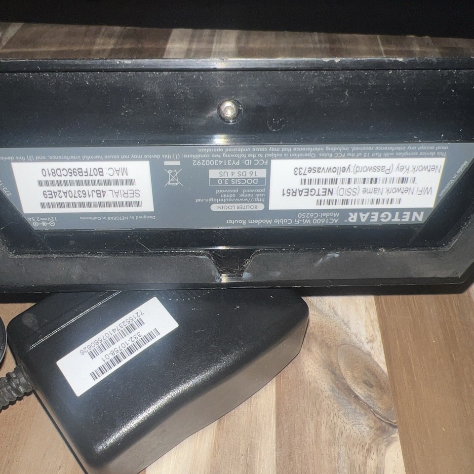 3C NETGEAR AC1600 Wifi Cable Modem Router C6250 - Black (C6250-100NAS ...