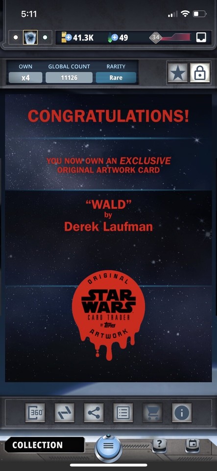 Wald Topps Completed Original Artwork Star Wars Card Trader 2022 ...