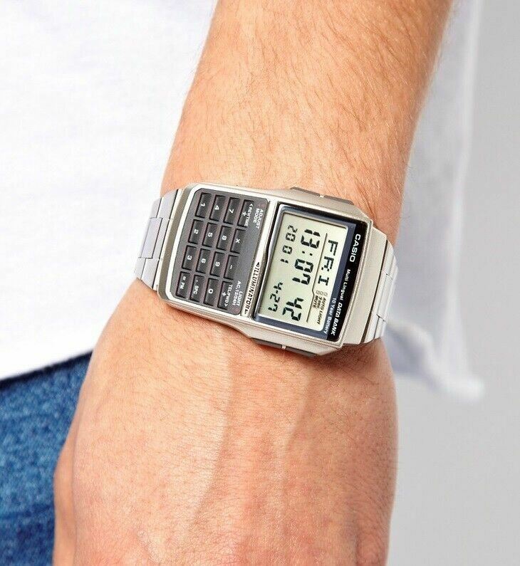 Casio DBC-32D-1A Databank Digital Calculator Stainless Steel Band Watch ...