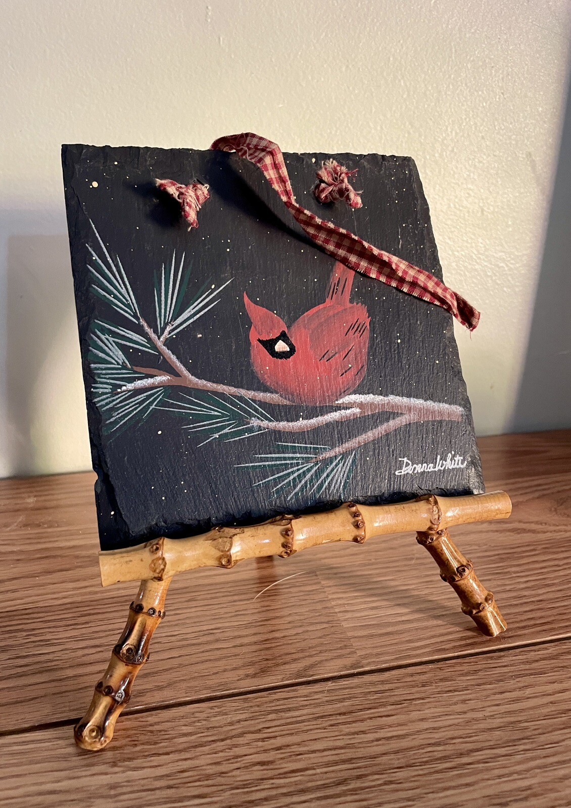 Decorative Handpainted Cardinal On Slate Slate With Stand | eBay