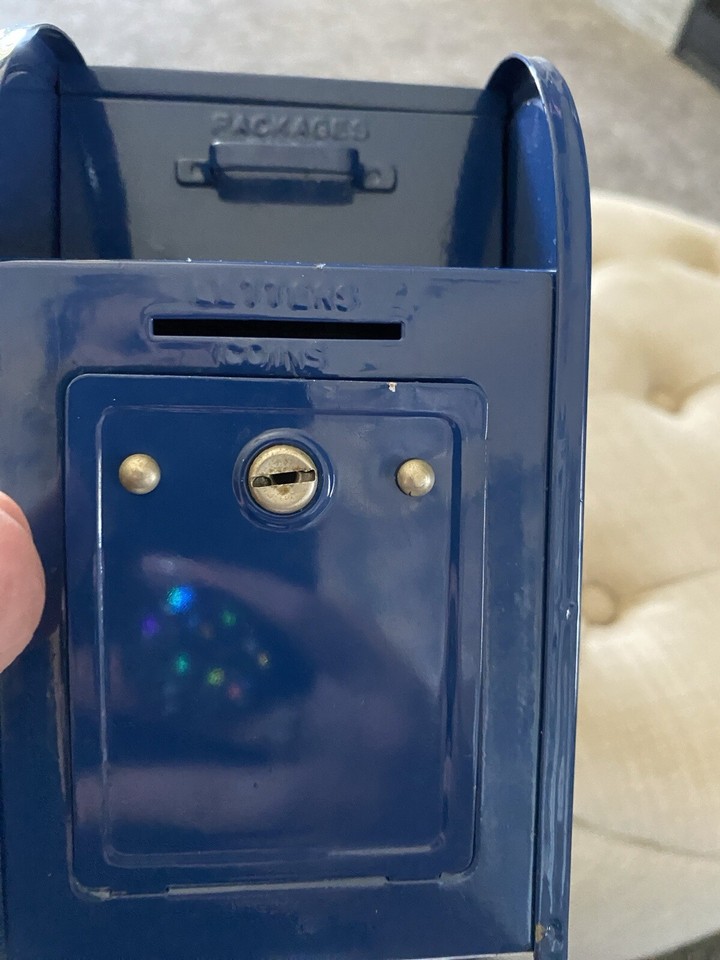 Vintage Metal U. S. POST Office Blue Mail Box Bank | eBay