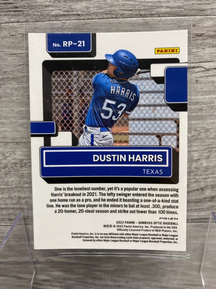 Dustin Harris 2022 Panini Donruss Optic #RP-21 Rated Prospect Silver ...