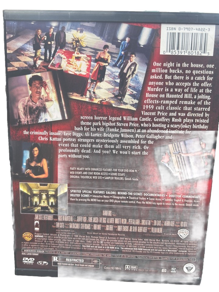 House on Haunted Hill 1999 Region 1 Horror Film Geoffrey Rush ...