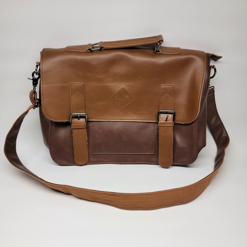 Ozebella Brown Flap Buckle Closure Leather Laptop Bag Backpack ...