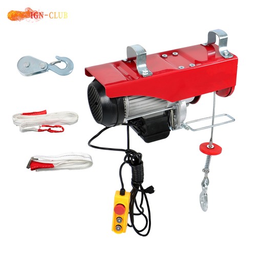 110V Mini Electric Hoist 14ft Wired Remote Control 1600W 2200lbs Crane ...
