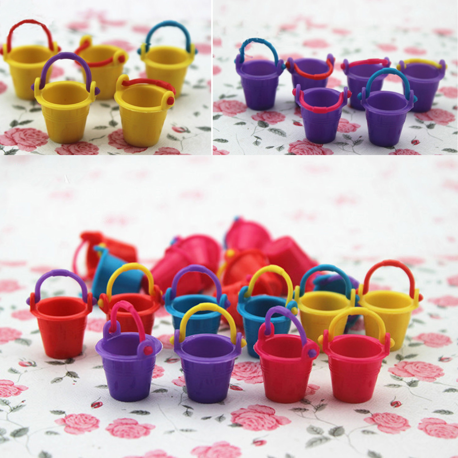 5pcs 1:12 Miniature Dollhouse Buckets Mini Beach Pail with Handles ...