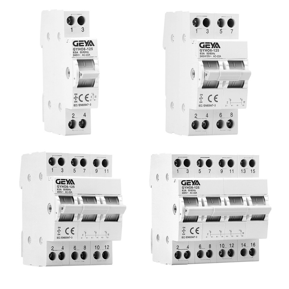GEYA Manual Changeover Transfer MTS Isolating Switch 1/2/3/4P 63A Dual ...