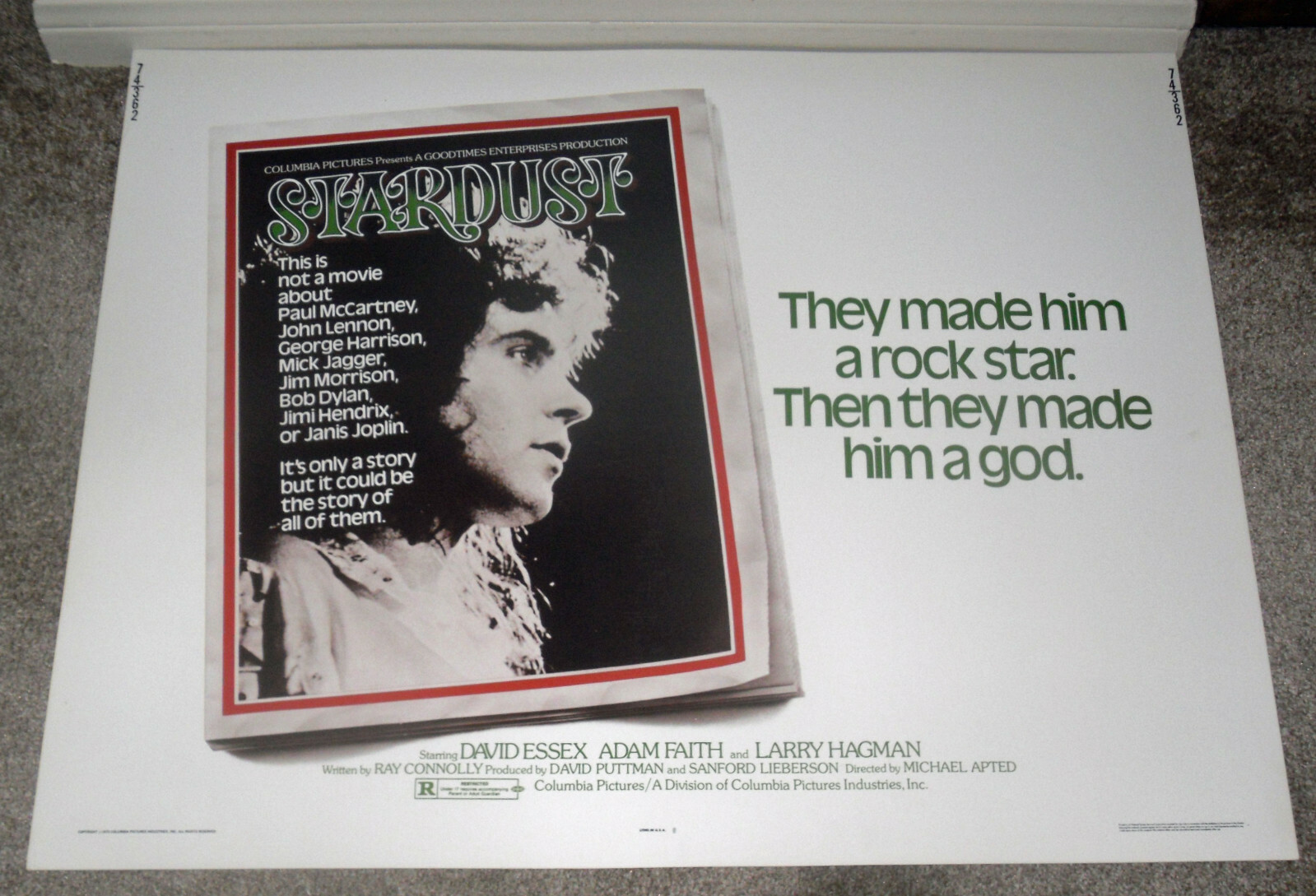 STARDUST original 1974 ROLLED movie poster DAVID ESSEX/DAVE EDMUNDS ...