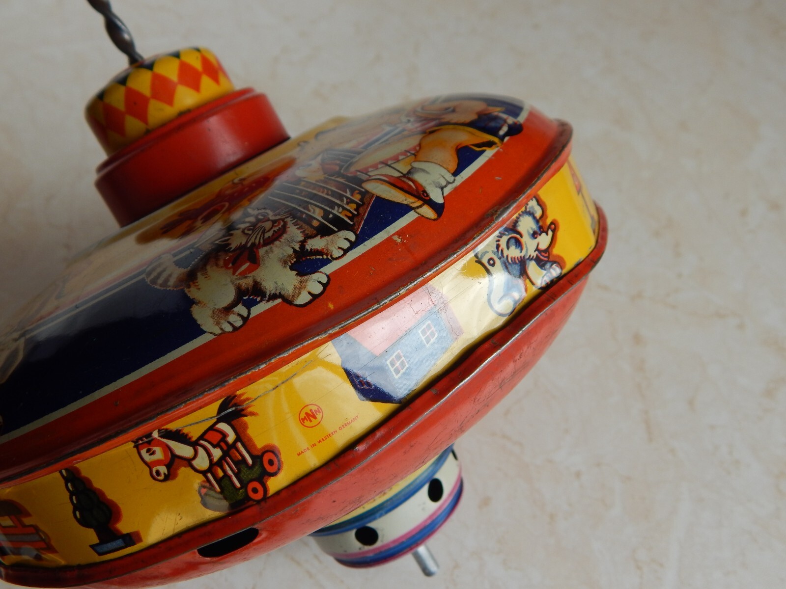 Vintage Spinning TOP Pressed Tin Toy Child Adult made in Western ...
