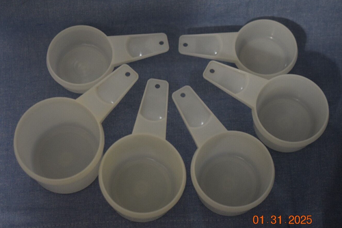 Set of 6 Vintage Tupperware Measuring Cups Sheer White Stacking 1/4-1 ...