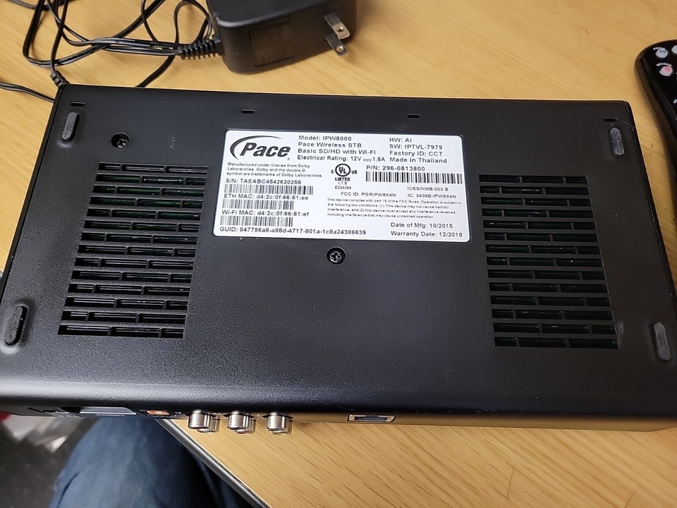 Century Link Prism Pace Wireless STB IPW8000, AC Adaptor and Remote | eBay