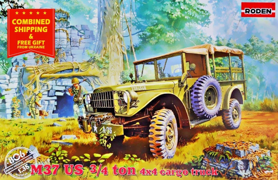 Roden 806 - 1/35 - M37 US 3/4 TON 4X4 Cargo US military truck car WWII ...