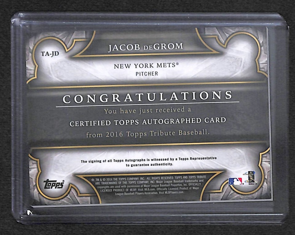 2016 Topps Tribute Green Autograph #TA-JD Jacob DeGrom No 70 of 99 | eBay