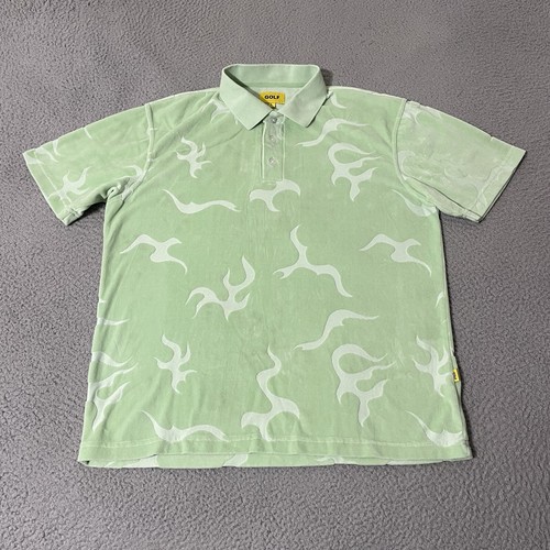 Golf Wang Polo Shirt Mens Large Green Terry Cloth Flame Tyler The ...