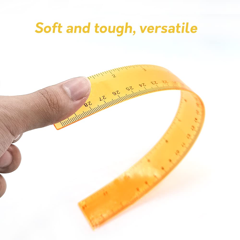 7 PCS Color Transparent Ruler Plastic Rulers - 12 Inch, Kids Ruler for ...
