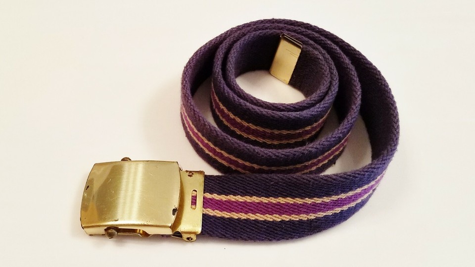 Vintage 80's Cloth Striped 1 1/4" Web Belt 33" L Adjustable and ...