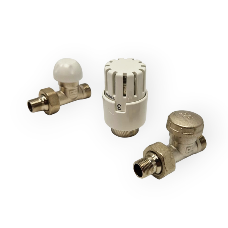 TIEMME STRAIGHT VALVE KIT WITH THERMOSTATIC HEAD + LOCK Ø 3/8G - 1/2X16 ...