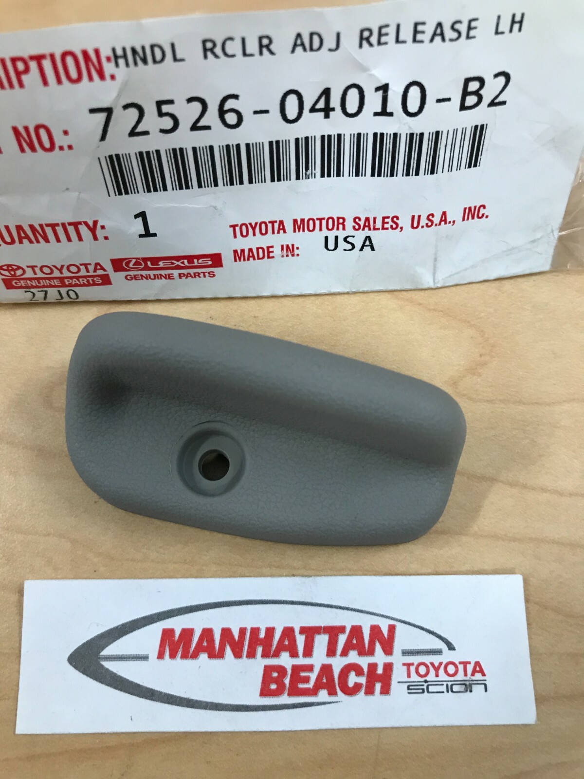 95-04 TACOMA DRIVER SEAT SIDE RECLINE HANDLE GRAY 72526-04010-B2 ...
