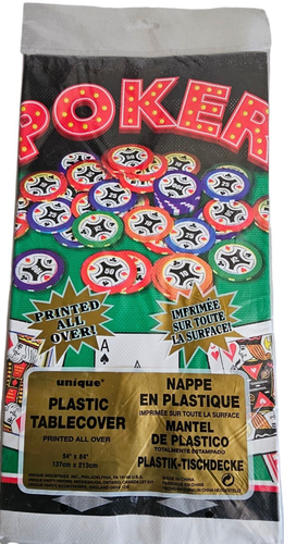Poker Party Plastic Table Cover Casino Tablecloth 54" x 84" Cards Games ...