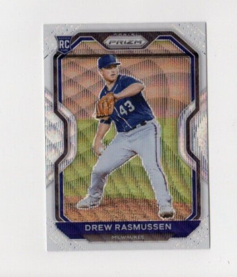 2021 Prizm Baseball Drew Rasmussen RC #197 White Wave Prizm Milwaukee ...