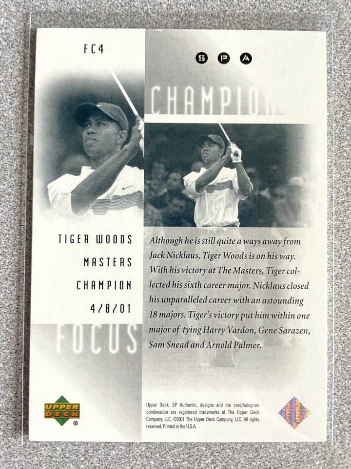 2001 SP Authentic Tiger Woods Focus On A Champion Card #FC4 | eBay