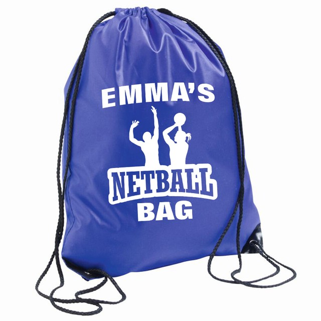 Personalised Netball Bag Drawstring Backpack Gymsac PE School Name of ...