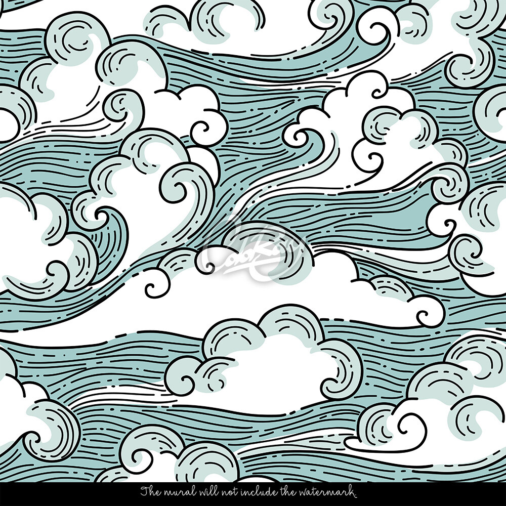 Windy Sky nursery cloud kid blue child heaven sky abstract draw Wall ...