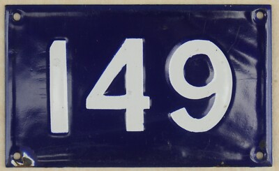 Old Australian used house number 149 door gate enamel metal sign French ...