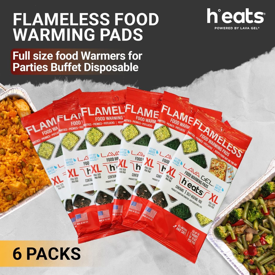 Flameless Food Warming Pads (6 Pack) - Food Warmers for Parties Buffet ...