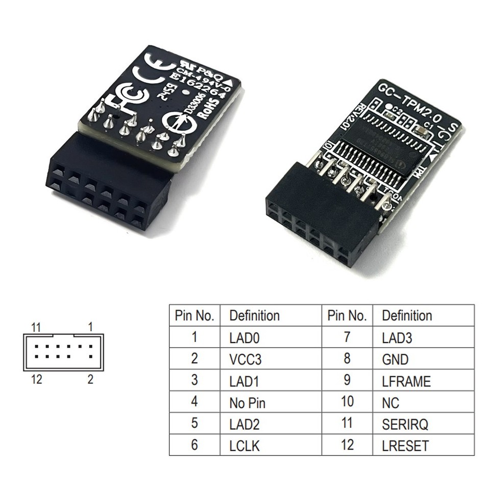 GC-TPM2.0_S 12pin-1 Module LPC SLB9665 For GIGABYTE Motherboard Z390 ...
