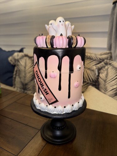 New Ghoulish PINK Pumpkin Halloween Ghost Macaron Cake Spooky 13” HTF ...