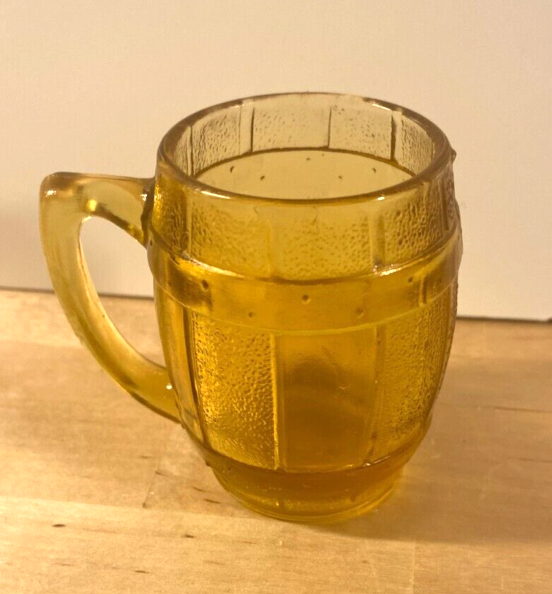 Small VTG Amber Glass Barrel Mug~Toothpick Holder/Shot Glass, 2 1/2 ...