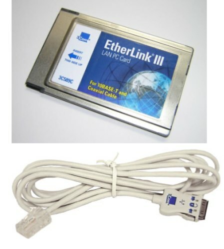 3Com Etherlink PCMCIA Ethernet LAN PC Card 3C589C Combo Dongle Cable ...