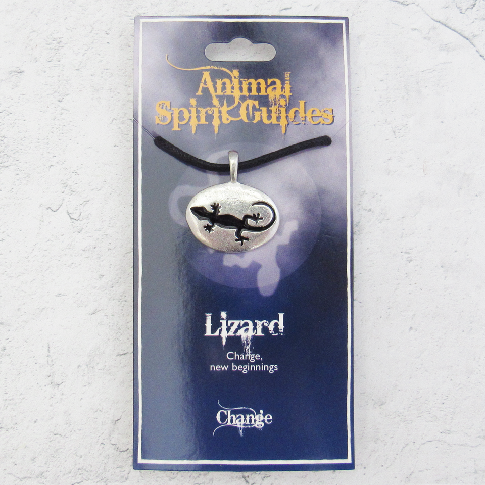 Lizard Animal Spirit Guide Pendant NEW 1" Pewter Gecko Totem Amulet w ...