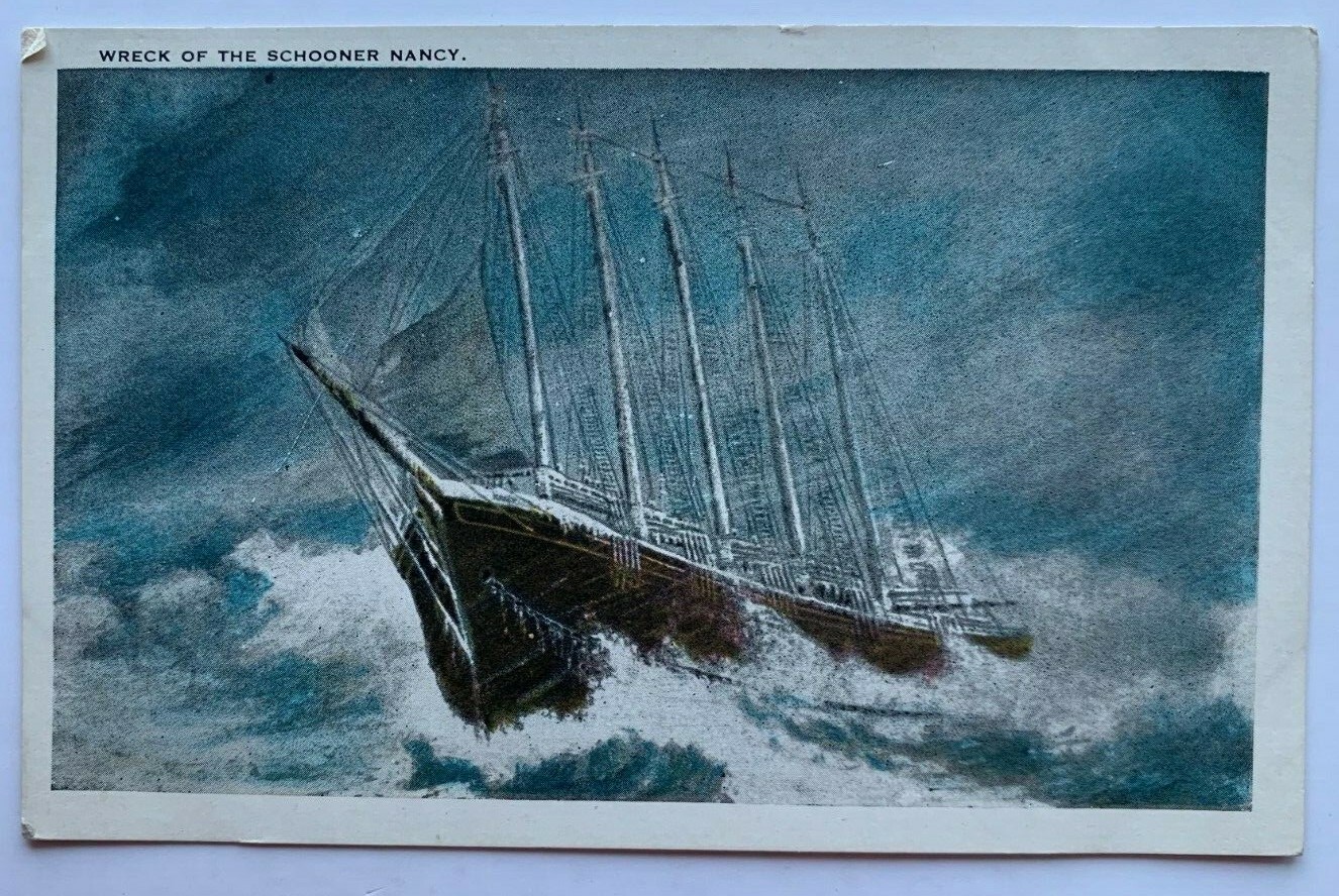 MA Postcard Nantasket Beach Wreck of Schooner Nancy shipwreck Feb 1927 ...