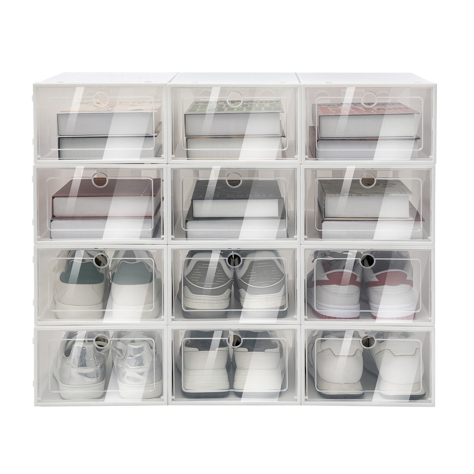 Shoe Storage Box Clear Plastic Shoes Case Stackable Organizer Display ...