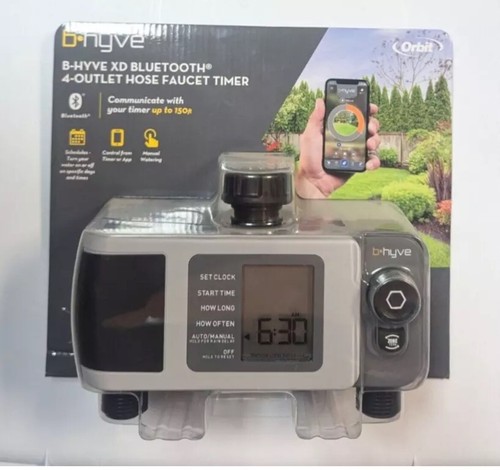 Orbit B-HYVE XD Bluetooth 4-Outlet Hose Faucet Timer #24634 Gray BRAND ...