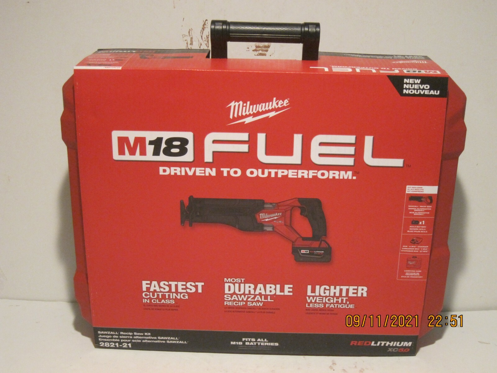 Milwaukee 2821-21 M18 FUEL SAWZALL 1-1/4" Recip Saw W/(1)Batt(5 Ah ...
