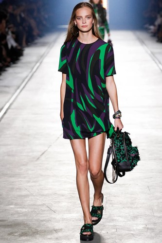 Versace S/S 2016 Runway Multicolor Print Side Knot Viscose Mini Dress ...