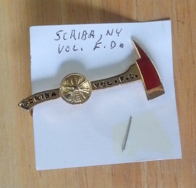 Vintage Scriba NY Volunteer Fire Department Fireman's Ax Tie Pin | eBay