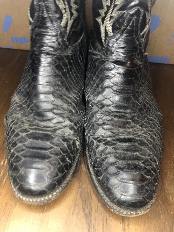 Tony Lama Boots Men's Size 11 Western Boot Black Python Snakeskin For ...